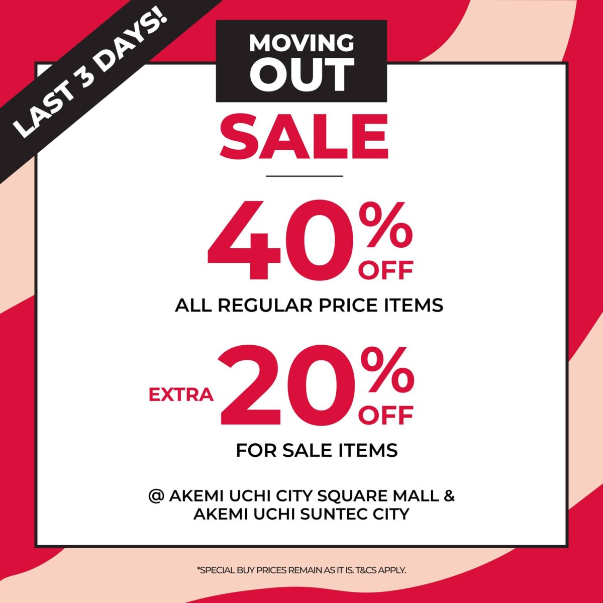 Akemi Uchi Moving Out Sale in Suntec City & City Square has 40% OFF on ...