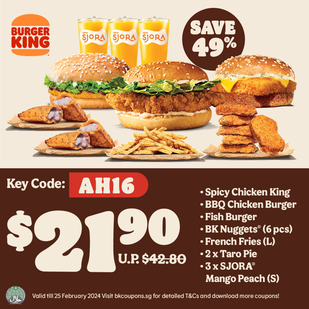 Burger King launches 16 new Discount Coupons from S$4 on Burger Meals ...
