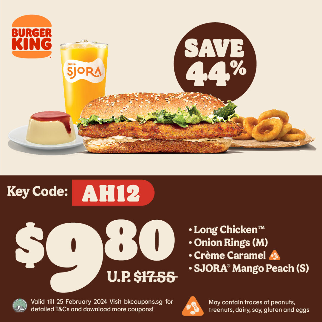 Burger King launches 16 new Discount Coupons from S$4 on Burger Meals ...
