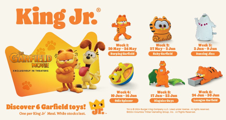 Burger King S'pore launches Garfield Toys available with purchase of ...