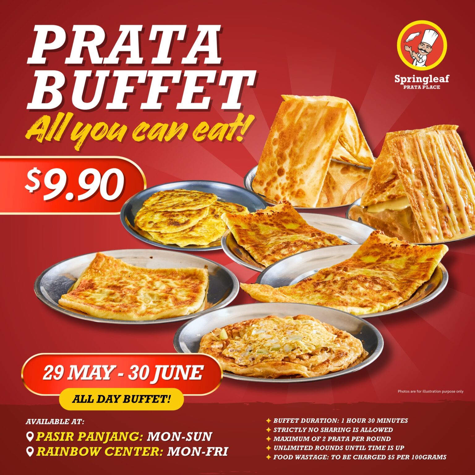 Springleaf Prata Place offer All-Day Prata Buffet for $9.90 at 2 ...