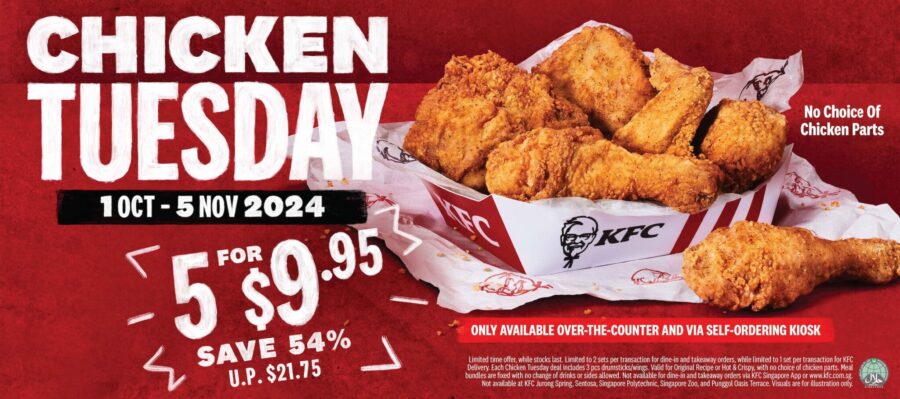 KFC S'pore's Chicken Tuesday Promotion with 5pcs for S$9.95 set to ...