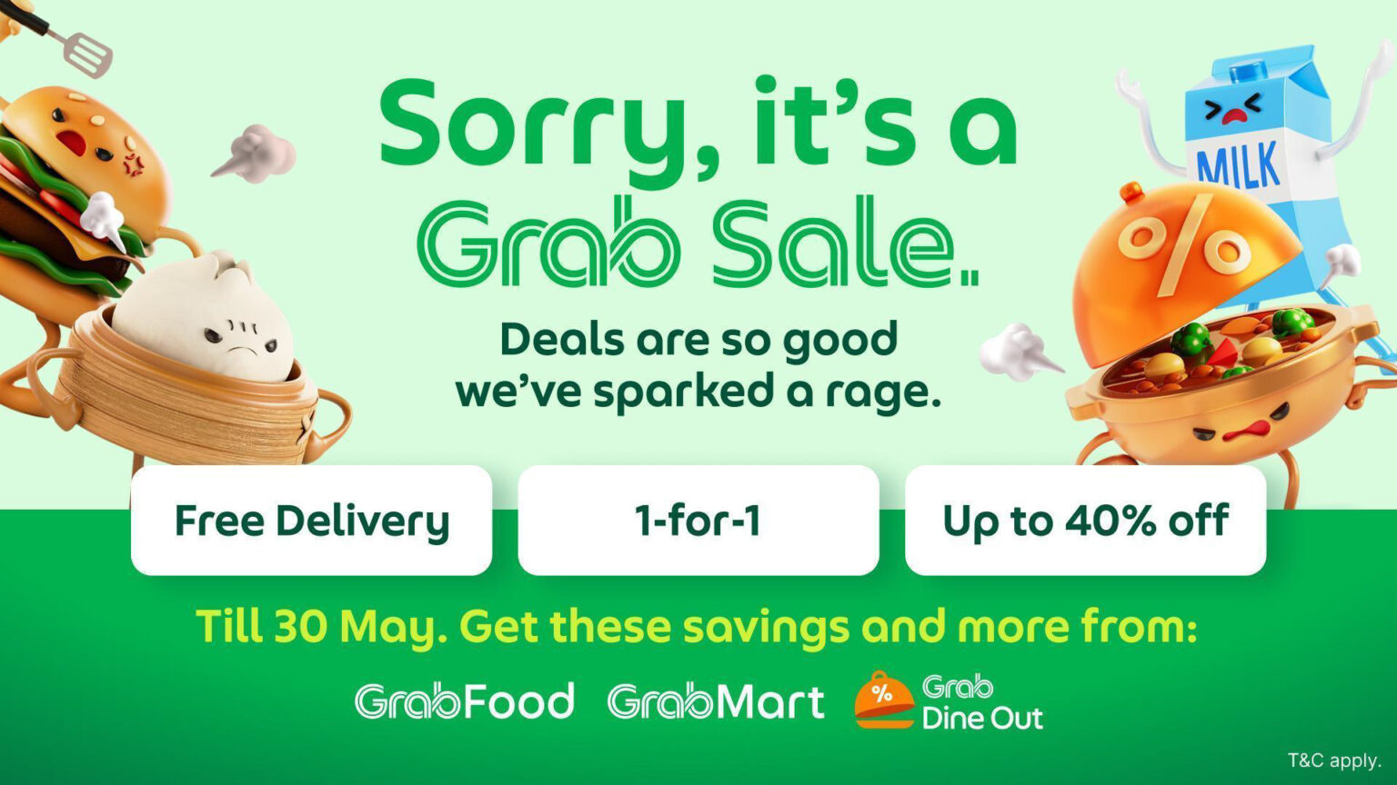 Breaking News: Food Items Protest The Grab Sale as Free Delivery, 1-FOR ...