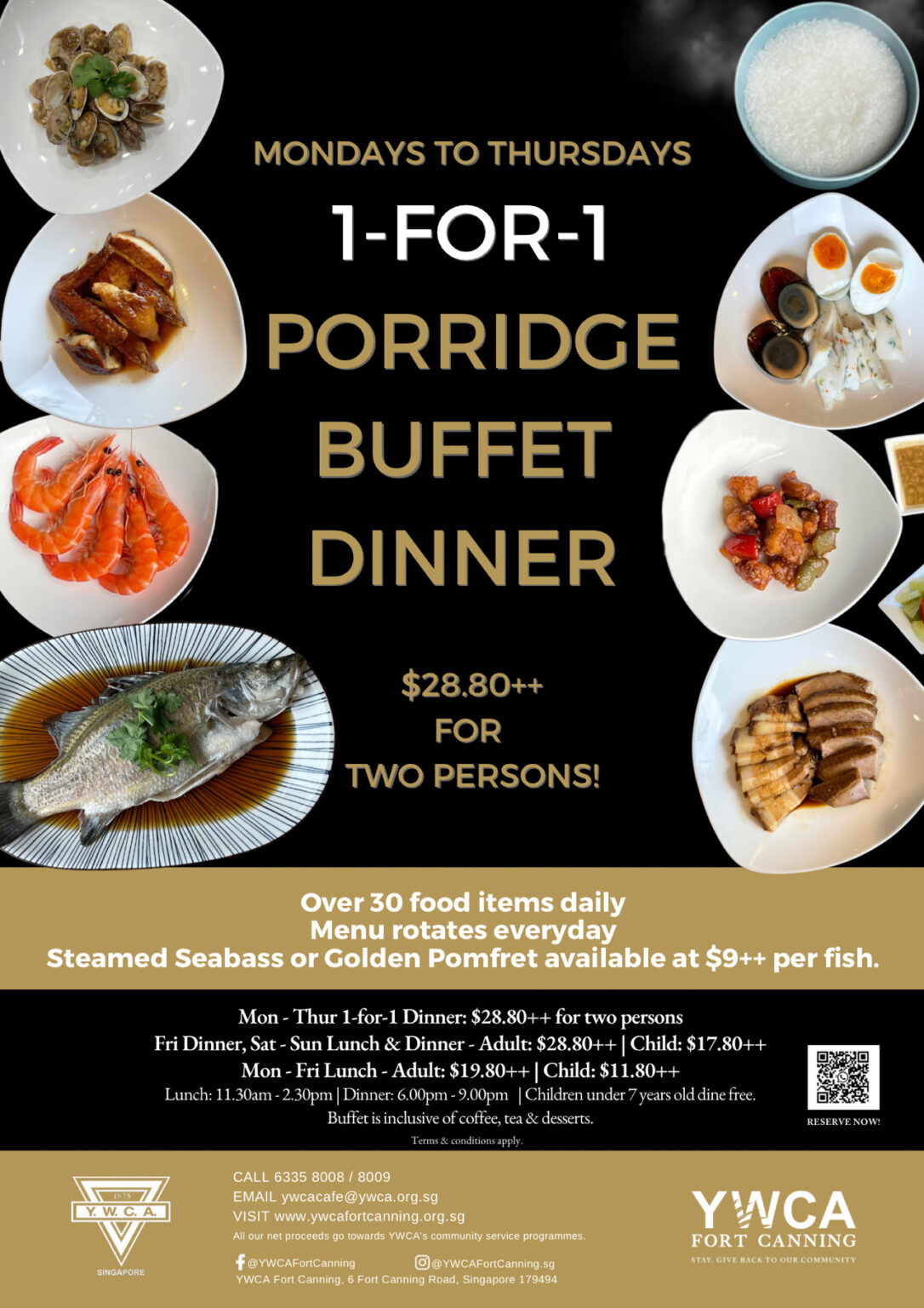 YWCA Fort Canning Offers 1-FOR-1 Porridge Buffet Dinner with Over 30 Dishes at Just $14.40 Per ...