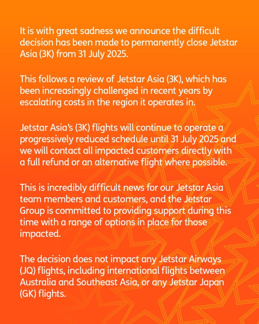 Jetstar Asia to Cease Flights by End July 2025 – Refunds, Flight Changes and What to Expect ...