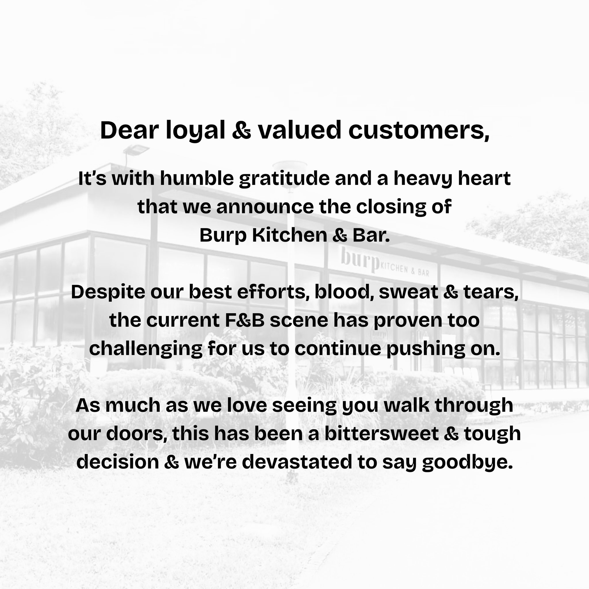 Burp Kitchen & Bar in Bishan Park Bids Farewell After 11 Memorable ...