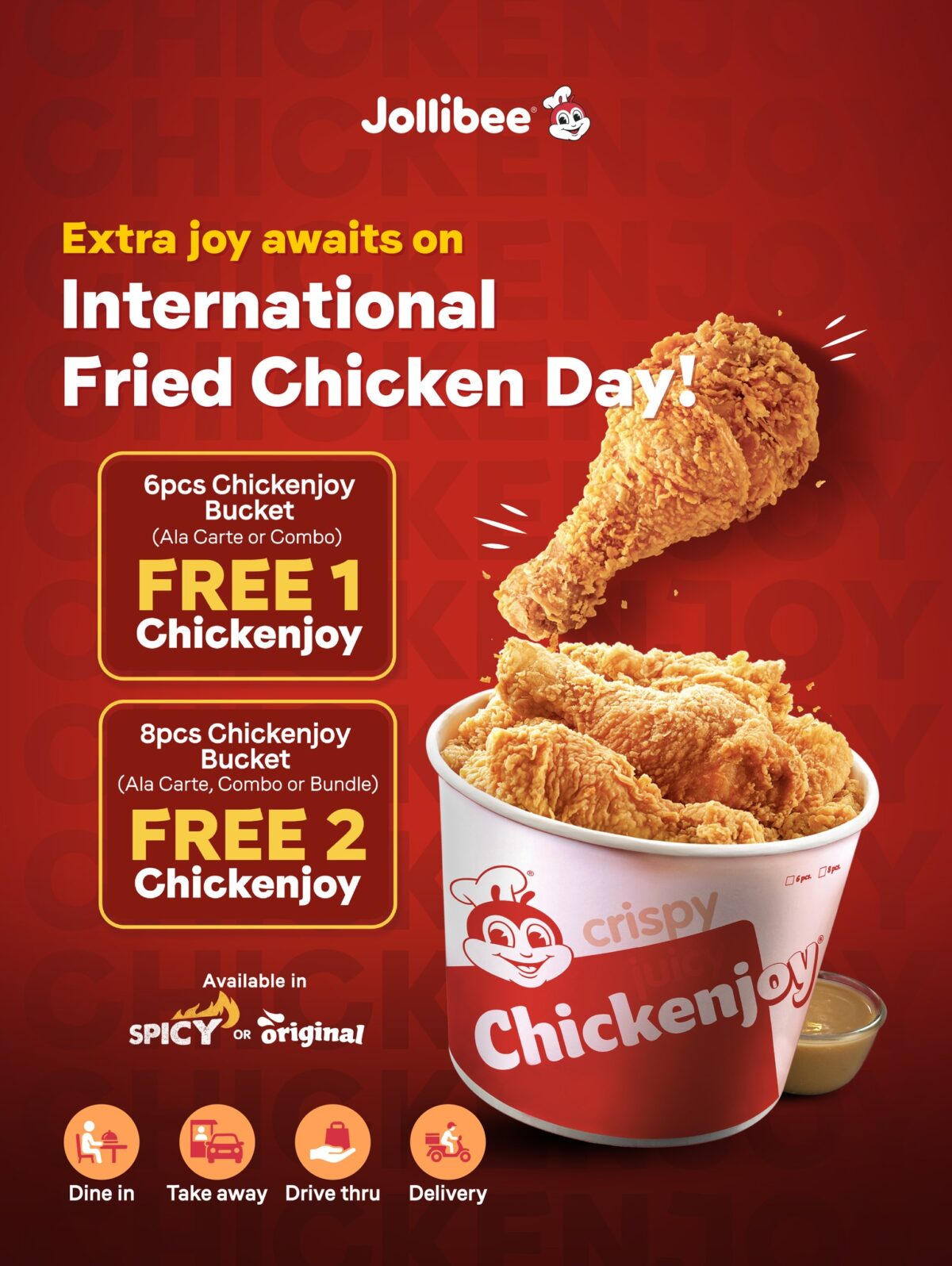 Jollibee S'pore Giving Out FREE Chickenjoy with 6pc or 8pc Bucket on ...