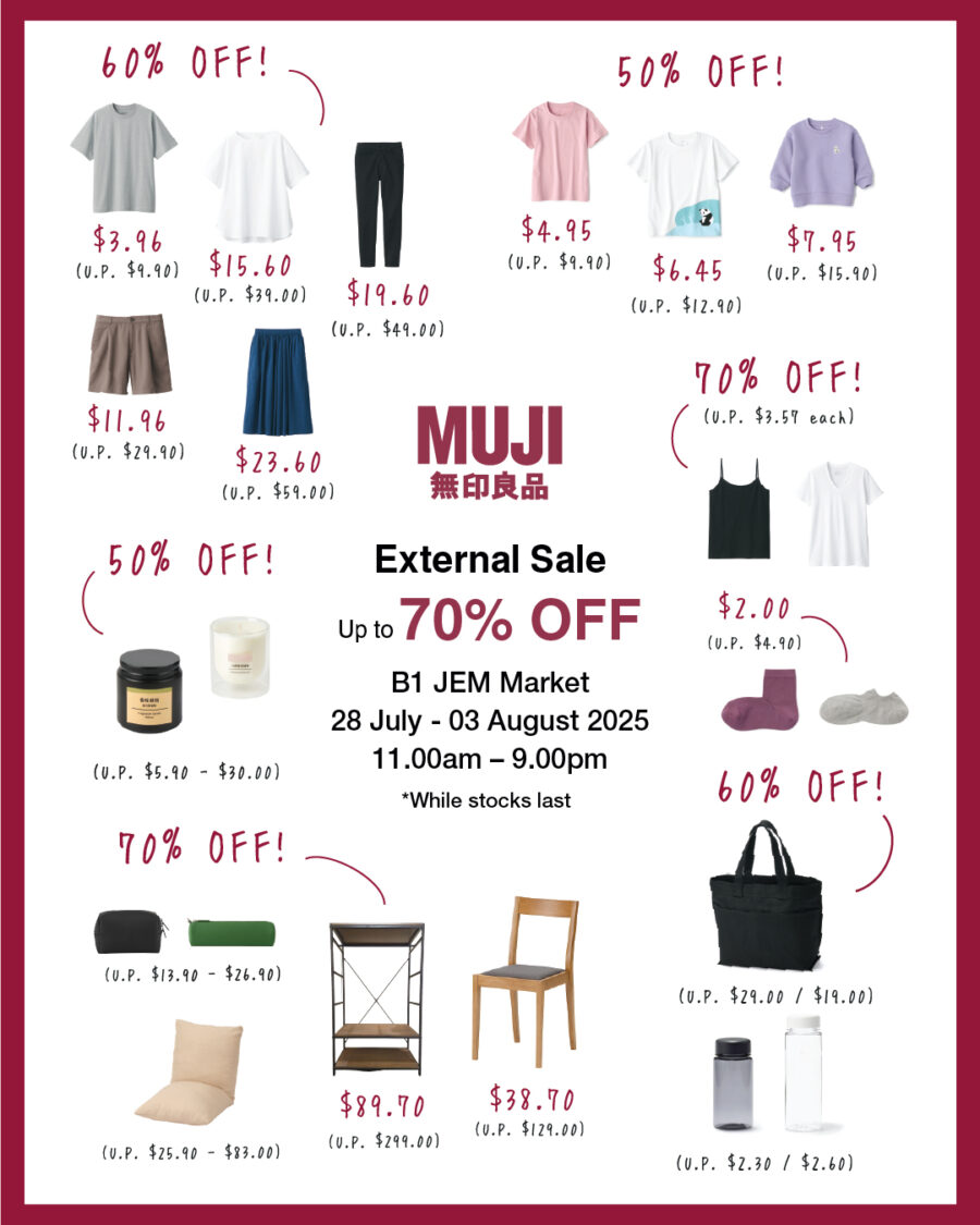 MUJI External Sale at JEM to Offer Up to 80% OFF Daily Essentials, Apparel and More Till August ...