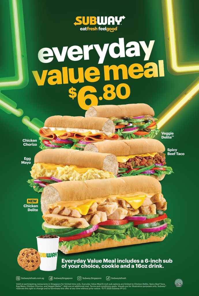 Subway Singapore Launches S$6.80 Everyday Value Meals with Brand-New ...
