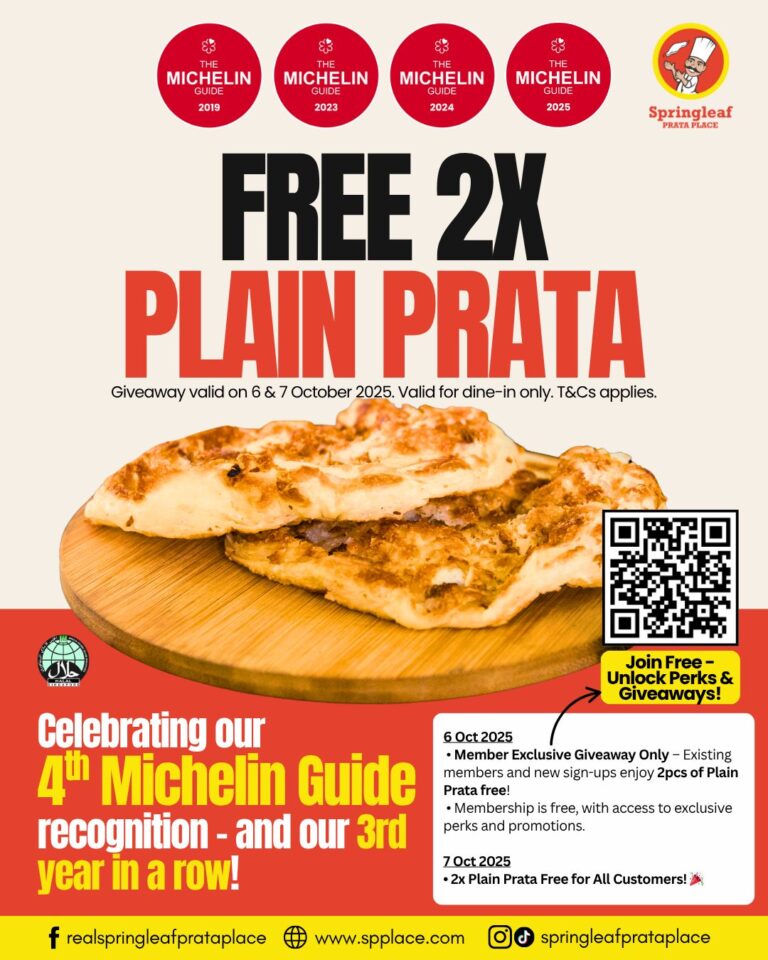 Springleaf Prata Place Giving FREE 2x Plain Prata in Michelin Guide ...