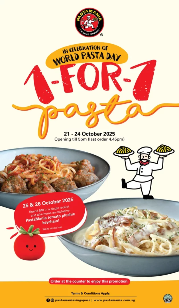 PastaMania Celebrates World Pasta Day with 1-FOR-1 Promotion on All ...