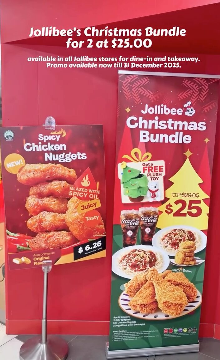 Jollibee S'pore Launches $25 Festive Christmas Bundle with a FREE Coca ...