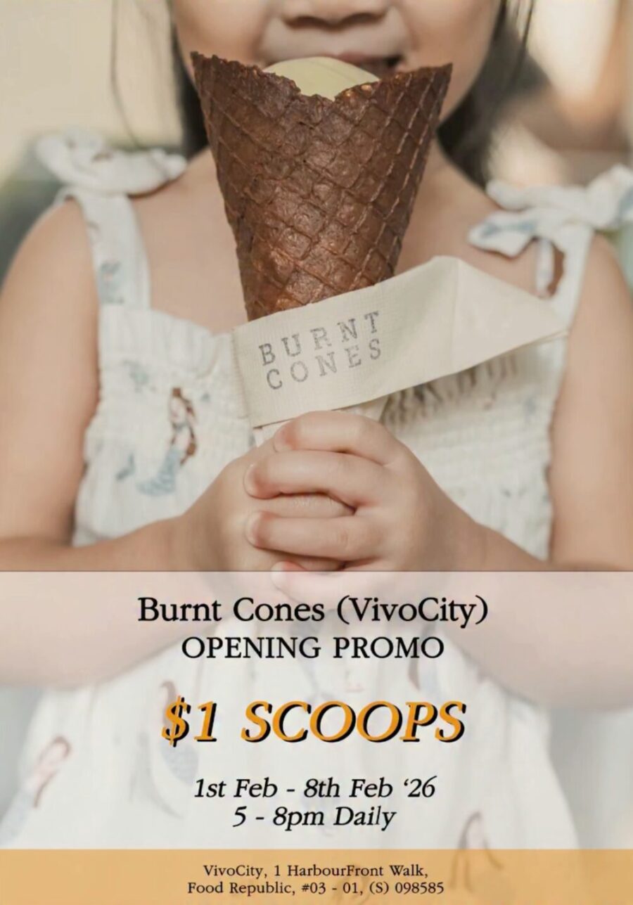 Burnt Cones Marks VivoCity Soft Opening With $1 Single Scoop Ice Cream ...