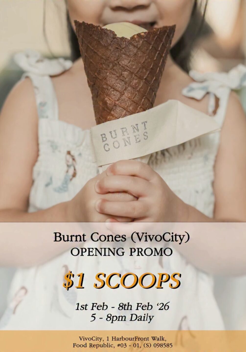 Burnt Cones Marks VivoCity Soft Opening With $1 Single Scoop Ice Cream ...