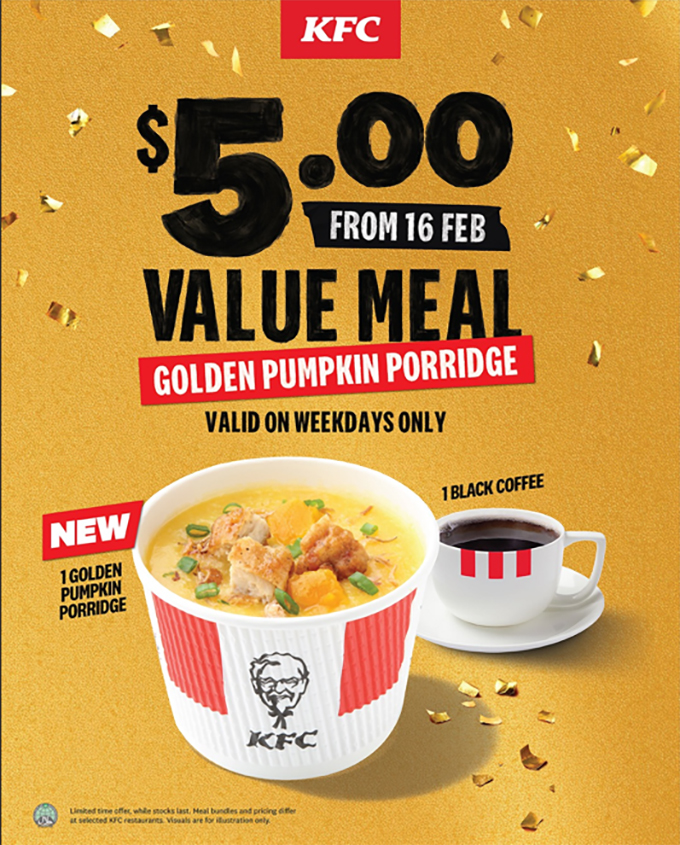 KFC Singapore Launches $5 Golden Pumpkin Porridge Value Meal for ...