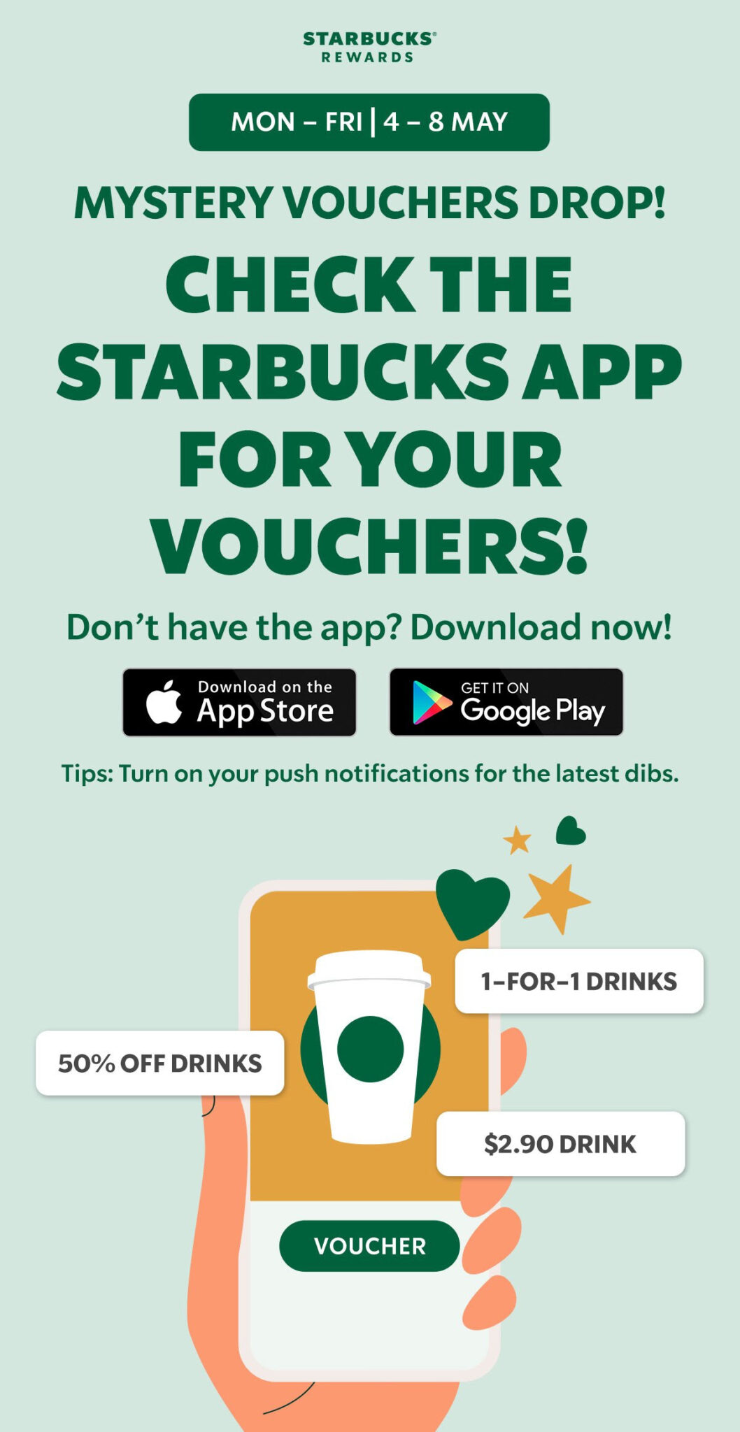 Starbucks Giving Mystery Vouchers from May 4 to 8 Including 1-FOR-1, 50 ...